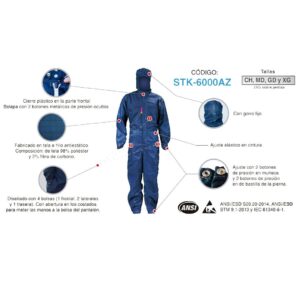 Overol Antiestática Azul Marino | Señor Seguridad